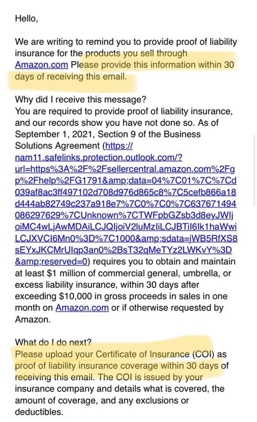 Amazon Seller Insurance Requirements for Non-Resident Sellers